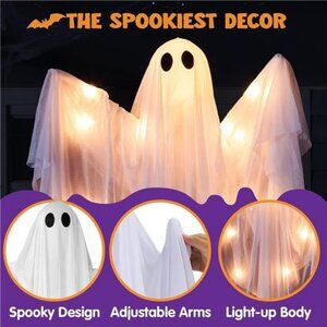 Holiday | Halloween Hanging Light Up Ghost With Spooky Warm White Led ...